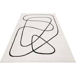 Teppich Esprit "Artist, ESP-40102", schwarz-wei&szlig; (wei&szlig;, schwarz), B:80cm H:13mm L:150cm, Polypropylen (PP), Teppiche, Teppich, Kurzflor, geometrisch modern, schwarz weiss, Wohnzimmer, Schlafzimmer