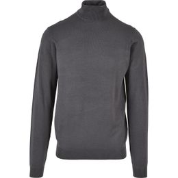 Rundhalspullover Urban Classics "Urban Classics Herren Knitted Turtleneck Sweater", Herren, Gr. L, schwarzgrau, 70% Viskose, 30% Polyamid, unifarben, slim fit, herzf&ouml;rmiger Ausschnitt, Pullover Rundhalspullover