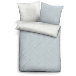 Wendebettw&auml;sche Biberna "Hermal", blau (ciel), B/L: 155cm x 220cm, 1 Stk., 1 Stk., Flanell, B/L: 80cm x 80cm, 2 Stk., Flanell, Obermaterial: 100% Baumwolle, Bettw&auml;sche, Wendebettw&auml;sche, Flanell in Melangeoptik, Winterbettw&auml;sche, Made in Germany