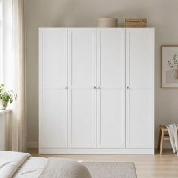 Kleiderschrank Home Affaire "Billund, skandinavischen Design & viel Stauraum, 2 Breiten 145/195 cm", wei&szlig;, B:195,5cm H:200,1cm T:61,7cm, Holzwerkstoff, Schr&auml;nke, Kleiderschrank, Viel Stauraum mit B&ouml;den & Kleiderstange, praktische Aufteilung