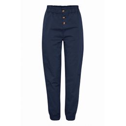 Chinohose oxmo "Chinohose OXCobie", Damen, Gr. S, N-Gr, blau (total eclipse), Obermaterial: 98% Baumwolle CO. 2% Elasthan EL., Hosen Chinohose