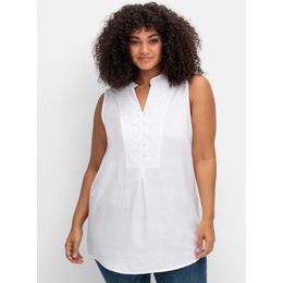 sheego by Joe Browns sheego Gro&szlig;e Gr&ouml;&szlig;en Blusentop mit Spitzenbesatz, wei&szlig;, Gr&ouml;&szlig;e 48 - Damen