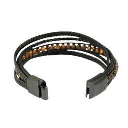 Adelia&acute;s Armband ADELIA&acute;S "Herren Armband &ndash; Lederarmband aus Leder mit Tigerauge 21 cm", schwarz, Armb&auml;nder, Herren, 21cm, Leder, Armband, Perfekt als Geschenk zum Valentinstag
