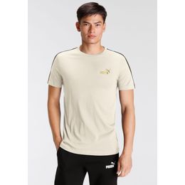 T-Shirt Puma "ESS TAPE MINIMAL GOLD TEE", Herren, Gr. M, wei&szlig; (alpine snow), Jersey, Obermaterial: 100% Baumwolle, unifarben, regular fit normal, Rundhals, Shirts T-Shirt, regular fit, sportlicher Stil, Rundhalsausschnitt
