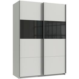Schwebet&uuml;renschrank wimex "Bramfeld Kleiderschrank", schwarz (wei&szlig;, absetzung schwarzglas), B:135cm H:198cm T:64cm, Schr&auml;nke, Schwebet&uuml;renschrank, mit Glaselementen und zus&auml;tzlichen Einlegeb&ouml;den