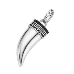 Kettenanh&auml;nger "Zahn mit schwarzen Spinellen, Silber 925", silber, Giorgio Martello MILANO, Schmuckanh&auml;nger, Herren, 4,5cm, Silber 925 (Sterlingsilber), Kettenanh&auml;nger