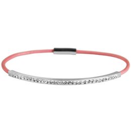 Adelia&acute;s Armband ADELIA&acute;S "Damen Armband aus Leder mit Strass Steinchen 18 cm", silber, Armb&auml;nder, Damen, 18cm, Leder, Armband, Sch&ouml;ne Geschenkidee zum Muttertag