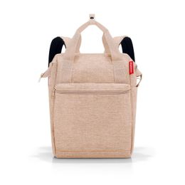 Rucksack Reisenthel "Reisenthel allrounder R", Herren, Gr. B/H/T: 31cm x 39cm x 17cm, twist coffee, Polyester, unifarben, Rucks&auml;cke Rucksack, Stecklasche zur Befestigung an Reisetrolley-Griffen