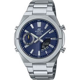 Smartwatch CASIO EDIFICE "ECB-S10D", silber (dunkelblau, edelstahlfarben, edelstahlfarben), Smartwatches, Herren, Smartwatch, Solaruhr, Armbanduhr, Herrenuhr, Super Illuminator, Edelstahlarmband