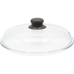 Kr&uuml;ger Deckel KR&Uuml;GER "Glasdeckel Brilliant mit Kunststoffknopf", transparent, H:8,5cm &Oslash;:26cm, Glas, Kunststoff, Deckel, hitzebest&auml;ndig bis 160C und sp&uuml;lmaschinengeeignet