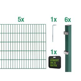 Doppelstabmattenzaun Alberts "Grundset", gr&uuml;n, H:80cm, Stahl, Zaunelemente, H&ouml;he: 80-200 cm, Gesamtl&auml;nge: 4-30 m, zum Einbetonieren