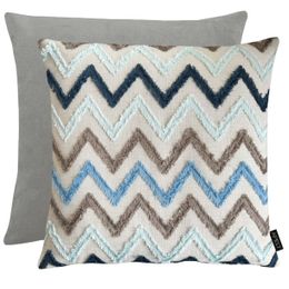 Dekokissen Apelt "Ravenna", grau, blau, natur, bestickt, B:46cm H:0,5cm L:46cm, Bezug: 75% Polyester, 25% Baumwolle, Dekokissen_Sitzkissen_Kissenh&uuml;llen, Samtabseite