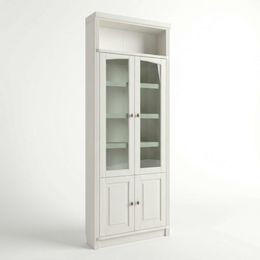 Vitrine OTTO HOME "Soeren Regal mit 2 Glast&uuml;ren und 2 Holzt&uuml;ren, B/TH: 80/29/220 cm", cremewei&szlig;, B:80cm H:220cm T:29cm, Massivholz, Schr&auml;nke, Vitrine, Kiefer FSC-zertifiziert, 1 offenes Fach, 6 F&auml;cher hinter den T&uuml;ren