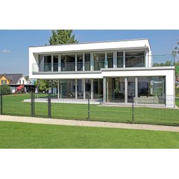 Doppelstabmattenzaun Alberts "Grundset", grau (anthrazit), H:120cm, Stahl, Zaunelemente, H&ouml;he: 80-200 cm, Gesamtl&auml;nge: 4-30 m, zum Einbetonieren