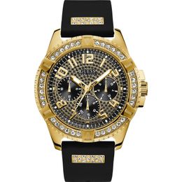 Multifunktionsuhr Guess "FRONTIER", schwarz, Armbanduhren, Herren, Armbanduhr, Quarzuhr, Herrenuhr, analog, Silikonarmband