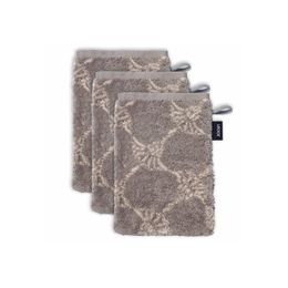 JOOP! Waschhandschuh JOOP "Waschlappen Doubleface 3er Pack" Gr. S, braun (braun cornflwower), B:16cm, Obermaterial: 100% Baumwolle CO., Handt&uuml;cher