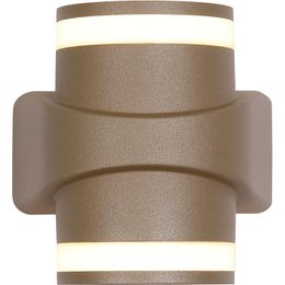 LED Au&szlig;en-Wandleuchte Searchlight "Grip LED Au&szlig;enwandleuchte, Gold", goldfarben, wei&szlig;, B:14cm H:14,1cm, Leuchten