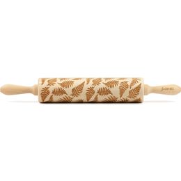 Teigroller Folkroll "Farn", braun (holzfarben), L:43cm &Oslash;:6cm, Massivholz, Teigroller, Keksteig im Handumdrehen mit Motiv versehen