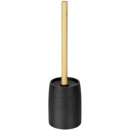 WC-Garnitur Wenko "Altavalle", schwarz, H:38,5cm L:10,5cm, Bambus, Polyresin (Kunststein), Reinigungsb&uuml;rsten, Toilettenb&uuml;rste mit Bambusstiel, Beh&auml;lter aus Polyresin, freistehend