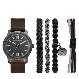 Quarzuhr Skechers "Beachy Stackable", dunkelbraun, schwarz, Armbanduhren, Herren, Quarzuhr, Armbanduhr, Herrenuhr, Ideal auch als Geschenk, analog