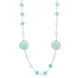 Adelia&acute;s Kette mit Anh&auml;nger ADELIA&acute;S "Damen Edelstahl Halskette mit Anh&auml;nger mit Amazonit", silber (silber, perle), Halsketten, Damen, unbekannt, Edelstahl