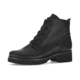 Schn&uuml;rstiefelette Gabor "GENUA", Damen, Gr. 39, schwarz, Glattleder, unifarben, Basic, Schuhe Schn&uuml;rstiefelette, Blockabstz, Schn&uuml;rboots, Businessstiefelette in Weite G (= weit)