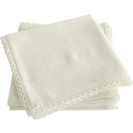 Stoffserviette OTTO HOME "Elyna", creme, B:45cm L:45cm, Obermaterial: 100% Baumwolle, Servietten, uni, mit sch&ouml;ner Spitze, weiche Haptik, 45x45 cm, Leinenoptik