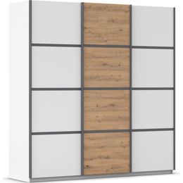 Kleiderschrank Rauch "Schwebet&uuml;renschrank Garderobe Schrank TOP ANGEBOT Avola", wei&szlig; (alpinwei&szlig;, eiche artisan, leisten graumetallic), B:203cm H:210cm T:62cm, Holzwerkstoff, Schr&auml;nke, Kleiderschrank, mit eleganten Zierleisten in Chrom, Schwarz oder Wei&szlig; MADE IN GERMANY