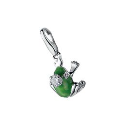 Charm-Einh&auml;nger "Frosch mit Krone und Zirkonia, Silber 925", gr&uuml;n, Giorgio Martello MILANO, Charms, Damen, Silber 925 (Sterlingsilber)