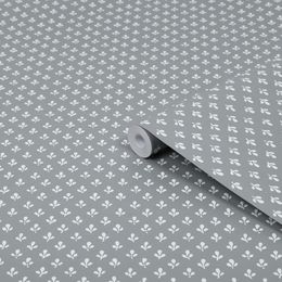 Vliestapete Laura Ashley "Trefoil Slate Grey", grau, B:0,52m L:10m, Vlies, Tapeten, 10mx52cm