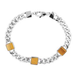 Adelia&acute;s Armband ADELIA&acute;S "Unisex Armband &ndash; Panzerarmband aus Edelstahl mit Achat 21,5 cm", silber, Armb&auml;nder, Damen, 22cm, Edelstahl, Armband, Perfekt als Geschenk f&uuml;r besondere Menschen