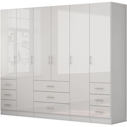 Kleiderschrank OTTO HOME "Trento Schlafzimmerschrank Garderobe hochglanz", wei&szlig;, B:240cm H:200cm T:52cm, FSC-zertifizierter Holzwerkstoff, Schr&auml;nke, Kleiderschrank, Schrank mit 6 T&uuml;ren und 9 Schubladen, hochgl&auml;nzende Fronten, Topseller