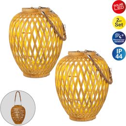 N&auml;ve LED Solarleuchte N&Auml;VE "2er Set Korb- / Solardekoleuchte "CESTO", beige (natur), B:20cm H:24cm L:20cm, Leuchten, Inkl. D&auml;mmerungssensor