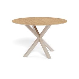 Esstisch ACTONA GROUP "Glas Esstisch Heaven, Runder Esstisch, belastbar bis 100 kg", wildeiche, grau, wildeiche, B:119cm H:75,5cm T:119cm, Tische, Esstisch, Tischplatte aus rauer Keramik, stahl gestell, Rund, 119x75,5