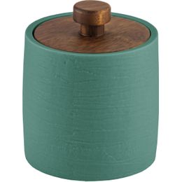Wattepadspender Kleine Wolke "Harper", petrol, Bambus, Polyresin (Kunststein), Dosierspender