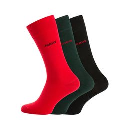 Businesssocken HUGO UNDERWEAR "3P RS UNI CC", Herren, Gr. 39-42, open gr&uuml;n 385, Baumwollmischung, elastisch, Socken, mit kontrastfarbenen HUGO Logo-Schriftzug