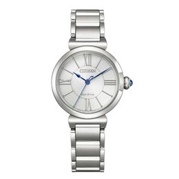Solaruhr Citizen "Citizen L", silberfarben, wei&szlig;, Armbanduhren, Damen, Armbanduhr, Damenuhr, Edelstahlarmband, analog
