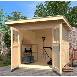 Gartenhaus Weka "179 Gr.3", beige (naturbelassen), Fu&szlig;boden im Gartenhaus, ohne Dacheindeckung, Massivholz, Gartenh&auml;user, Gartenhaus