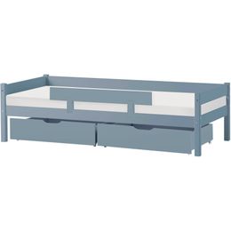 Jugendbett Home Affaire "ECO One", grau, B:166cm H:46,5cm L:760cm, Matratzenbezug: 100% Baumwolle, Betten, Jugendbett, Kinderbett mit Rausfallschutz, mit 2 Schubk&auml;sten