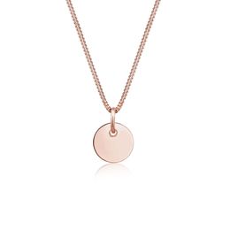 Kette mit Anh&auml;nger Elli "Panzerkette mit Kreis Rund Pl&auml;ttchen 925 Silber" Gr. 45, rosa (rosegold), Halsketten, Damen, 45, ohne Stein, Silber 925 (Sterlingsilber), L: 45