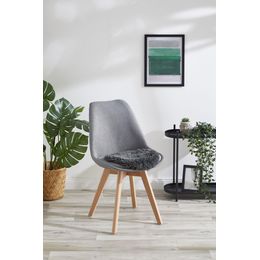 Stuhlkissen OTTO HOME "Sitzauflage Alpa, Kunstfell, 4er Set", grau (anthrazit, felloptik unifarben), H:35cm &Oslash;:34cm, Polyester, Dekokissen_Sitzkissen_Kissenh&uuml;llen, Stuhlkissen, ungepolstert, rund, &Oslash; 34 cm, sehr weich, waschbar
