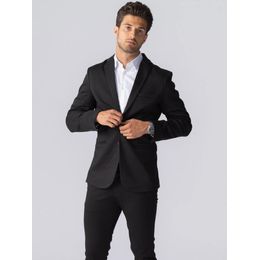 Sakko TEESHOPPEN "TEESHOPPEN Blazer The Original", Herren, Gr. 50, schwarz, Obermaterial: 75% Polyester, 22% Viskose, 3% Elasthan, Sakkos Sakko