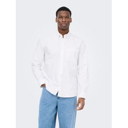 Only & Sons Langarmhemd ONLY & SONS "ONSOXFORD LS SHIRT FRML NOOS", Herren, Gr. L, N-Gr, hellwei&szlig;, Web, Obermaterial: 98% Baumwolle, 2% Elasthan, unifarben, regular fit normal, 2-Knopf-Manschette, Hemden, Baumwollmischung, regular fit