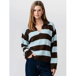 Rundhalspullover TEESHOPPEN "TEESHOPPEN Pullover Nora Knit", Herren, Gr. one-size, braun, light blau, Obermaterial: 60% Polyacryl, 14% Polyamid, 10% Polyester, 8% Wolle, 8% Viskose, Pullover Rundhalspullover