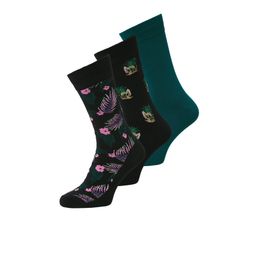 Jack & Jones Freizeitsocken JACK & JONES "JACPINEAPPLE SKULLS SOCKS 3 PACK SN", Herren, bunt (schwarz pack:deep teal, schwarz), Baumwollmischung, uni und gemustert, Socken
