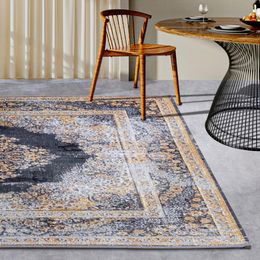 Villeroy & Boch Outdoorteppich VILLEROY & BOCH "Martha", schwarz (anthrazit,gold), B:200cm H:3mm L:285cm, Polyester, Polypropylen, Teppiche, Outdoorteppich, Outdoor, Flachgewebe, wetterfest, Balkon, Garten, Klassisch, Terrasse