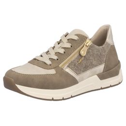 Sneaker Rieker, Damen, Gr. 41, beige (beige, taupe), Lederimitat, Textil, Schuhe Sneaker, Freizeitschuh, Schn&uuml;rschuh, Halbschuh mit modischen Akzenten