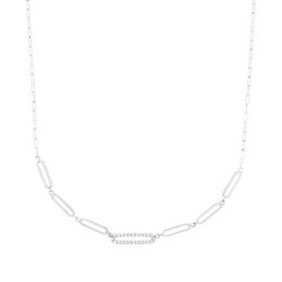 Collier Tom Tailor "Schmuck Geschenk Silber 925", silberfarben, kristallwei&szlig;, Halsketten, Damen, Silber 925 (Sterlingsilber), L: 45 B: 3,3mm, Collier, mit Zirkonia (synth.), B:3,3mm