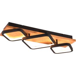 Trio LEUCHTEN LED Deckenleuchte "RAMA, LED Wandlampe oder Deckenlampe mit 4 Stufen Switch Dimmer", schwarz (schwarz matt natur), 1, H: 12,5cm, 1 Stk., Leuchten, LED warmwei&szlig; & 3800 Lumen indirektes Licht Holz Deckenlampe Wohnzimmer, LED Deckenleuchte