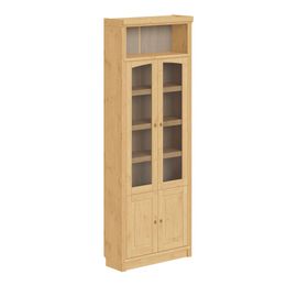 Vitrine OTTO HOME "Soeren Regal mit 2 Glast&uuml;ren und 2 Holzt&uuml;ren, B/TH: 80/29/220 cm", natur, B:80cm H:220cm T:29cm, Massivholz, Schr&auml;nke, Vitrine, Kiefer FSC-zertifiziert, 1 offenes Fach, 6 F&auml;cher hinter den T&uuml;ren